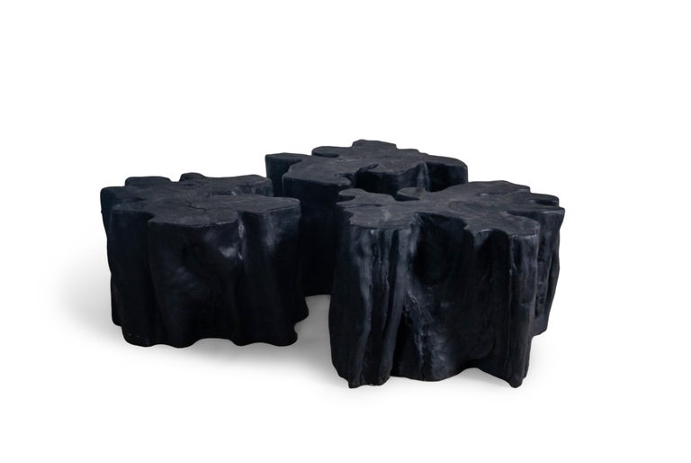 Ebonized Lychee Wood Organic Side Table For Sale at 1stDibs