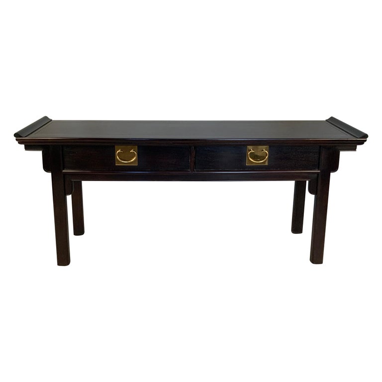Ebonized Mahogany and Brass Chinoiserie Console Table at 1stDibs