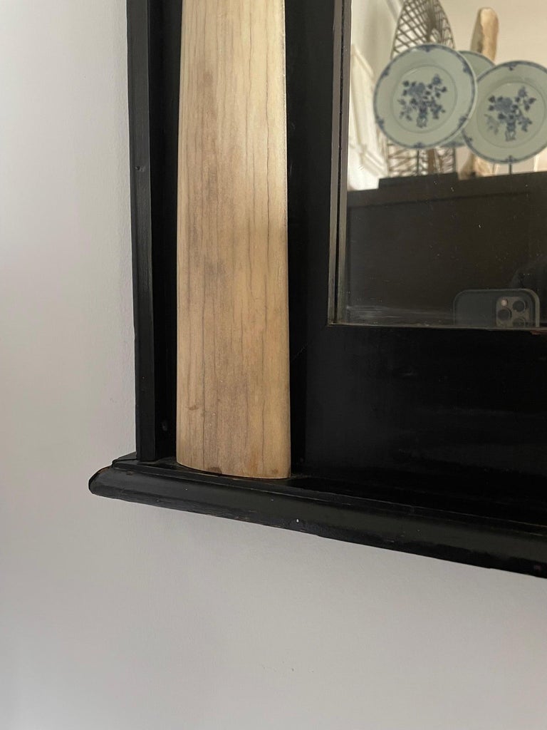 Ebonized Mirror with Bone Decoration 20th Century For Sale at 1stDibs