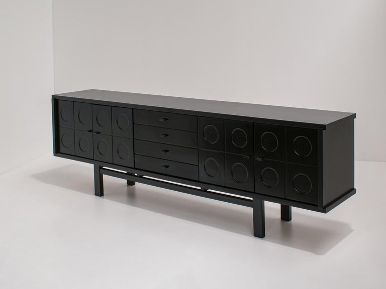 Ebonized Oak Brutalist Sideboard, Belgium 1970s For Sale at 1stDibs