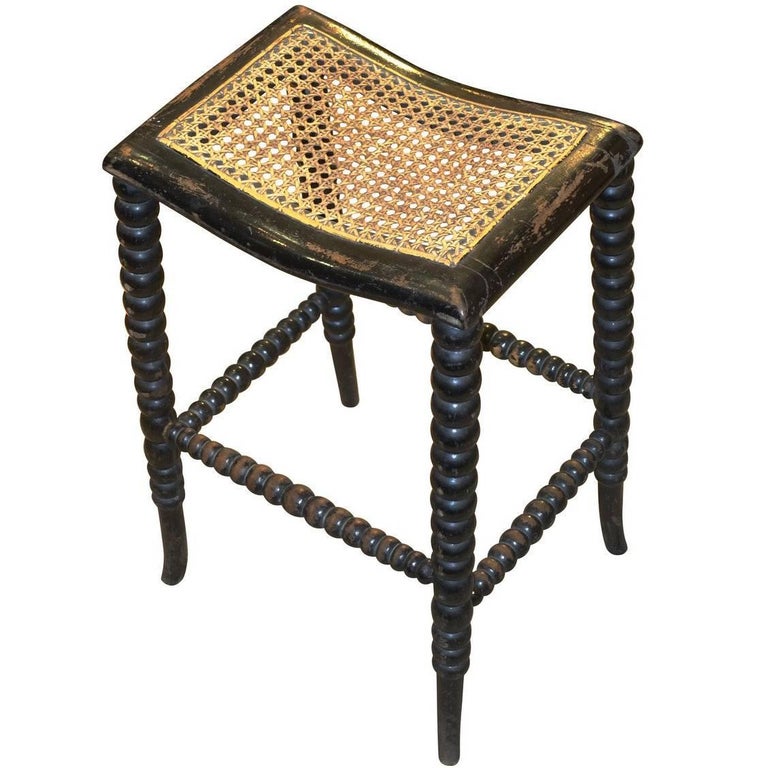 Ebonized Spool Leg Stool, England, 19th Century at 1stDibs