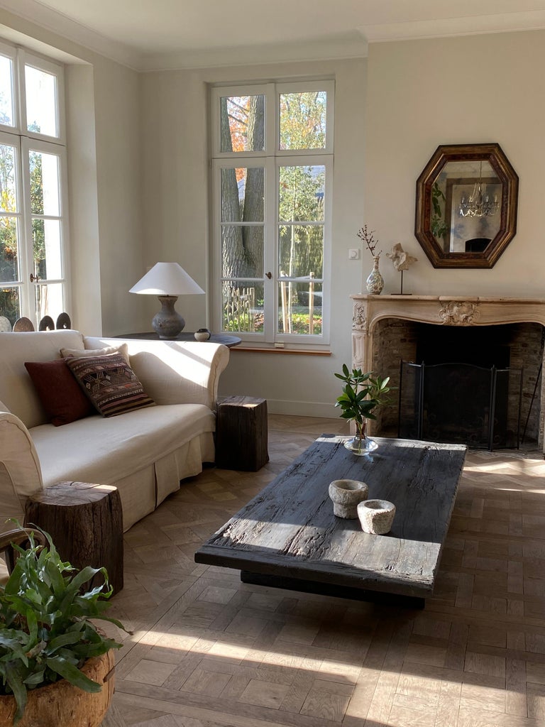 Ebonized Table in Old Larch Wood at 1stDibs