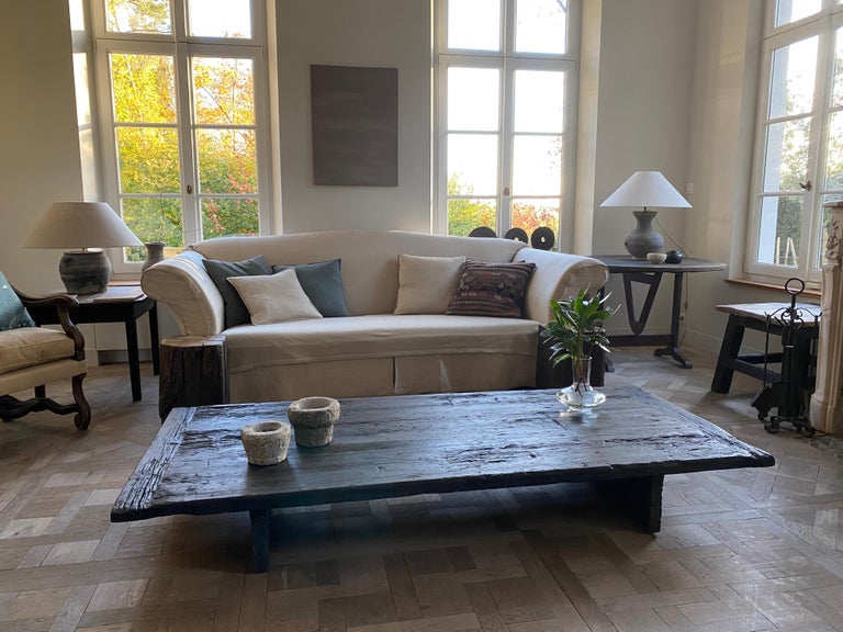 Ebonized Table in Old Larch Wood at 1stDibs
