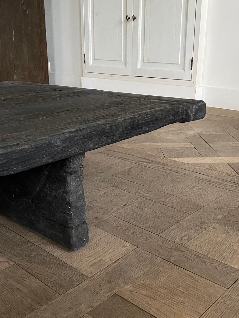 Ebonized Table in Old Larch Wood at 1stDibs