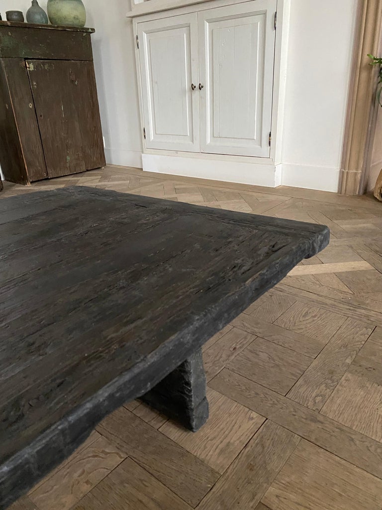 Ebonized Table in Old Larch Wood at 1stDibs