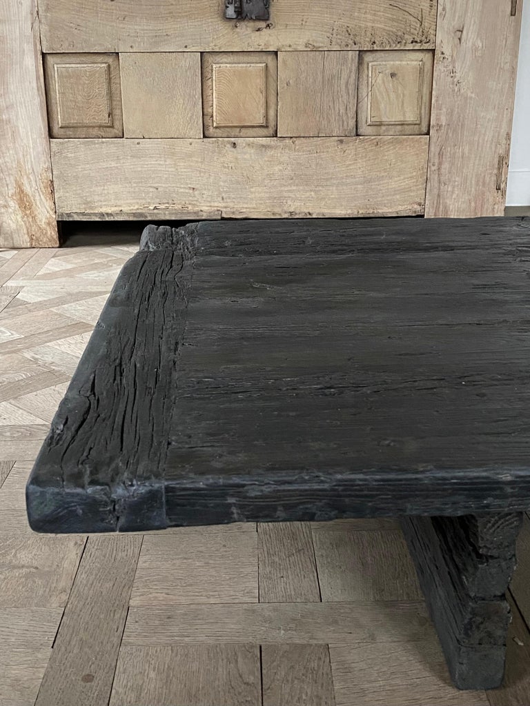 Ebonized Table in Old Larch Wood at 1stDibs