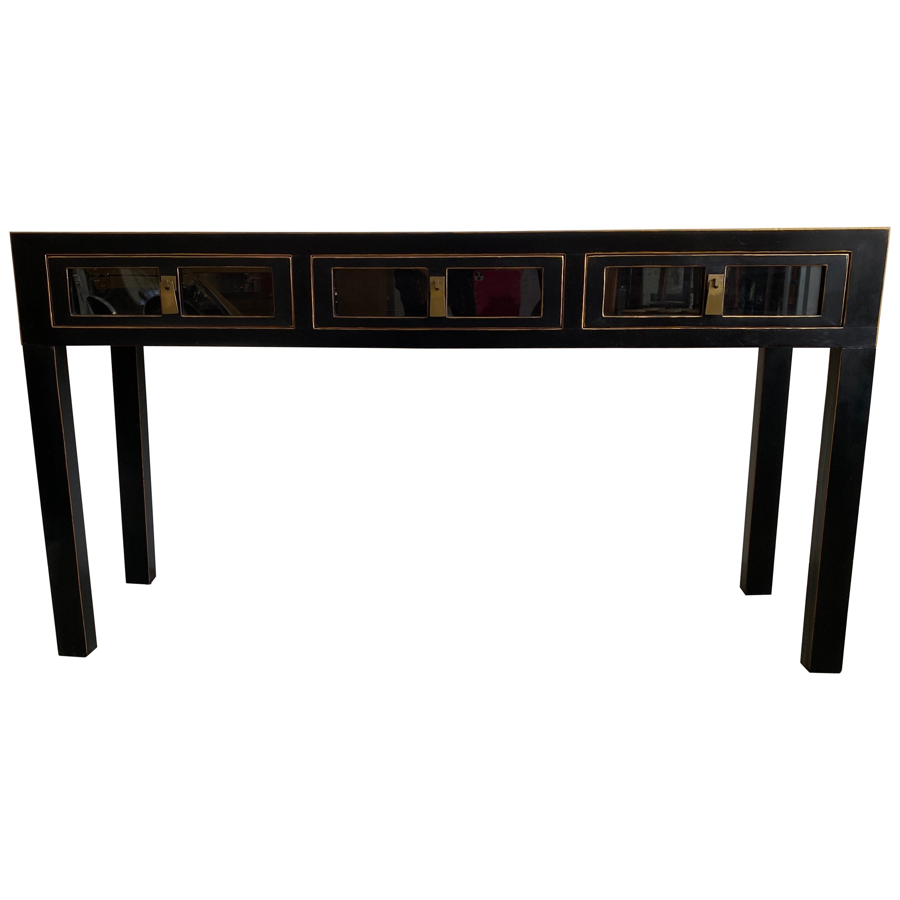 Ebonized Three-Drawer Console Table at 1stDibs