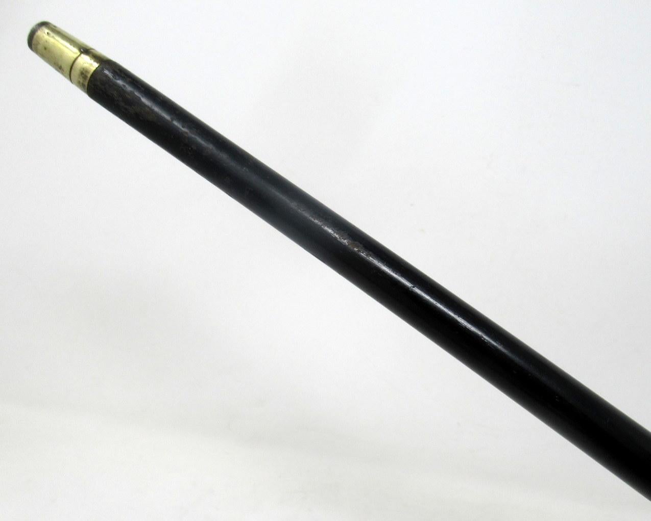 Ebonized Walking Stick Cane Sterling Silver Handled Jonathan Howell ...