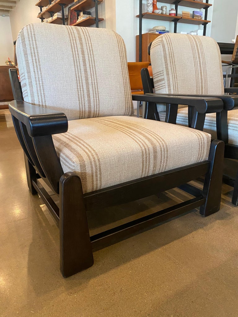 Ebony Ash and Linen Pair of Lounge Chairs, Dutch, 1960's For Sale at ...