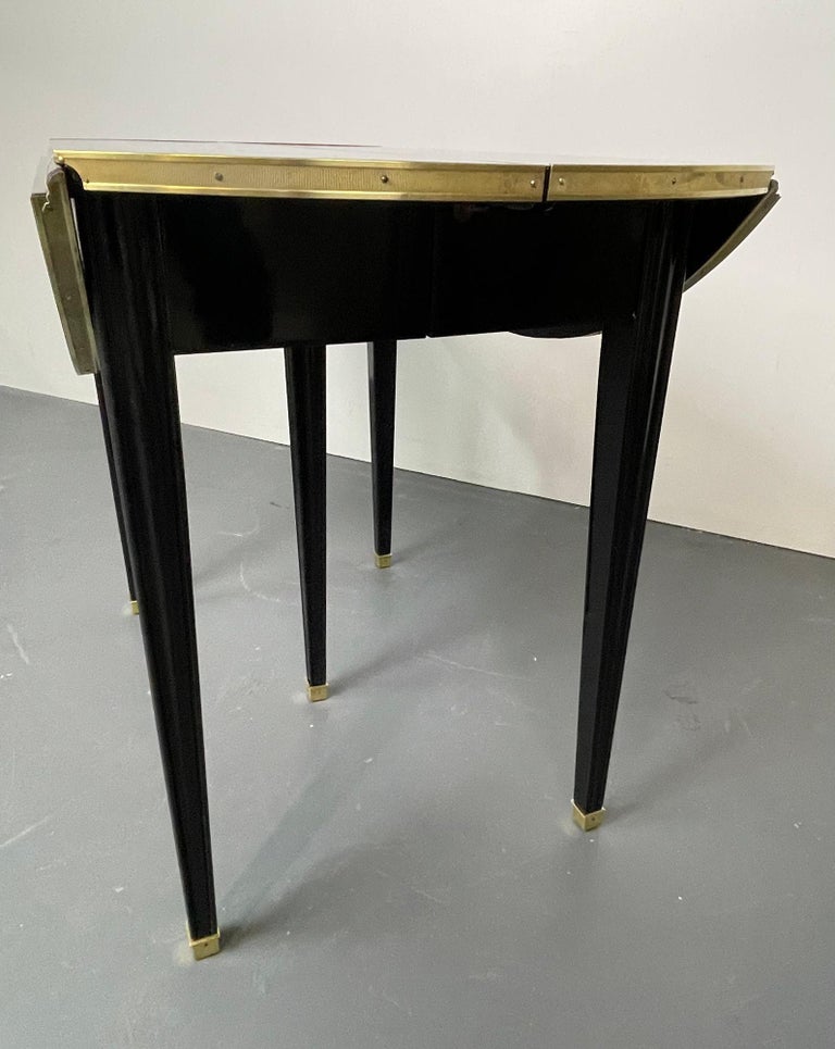 Ebony Hollywood Regency Drop Leaf Dining Table, Bronze, Refinished For Sale at 1stDibs