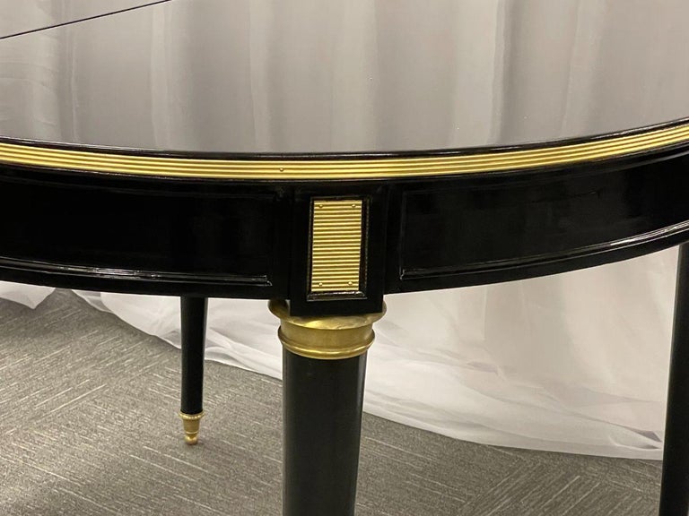 Ebony Maison Jansen, attributed to, Circular Dining Table Hollywood Regency Era at 1stDibs