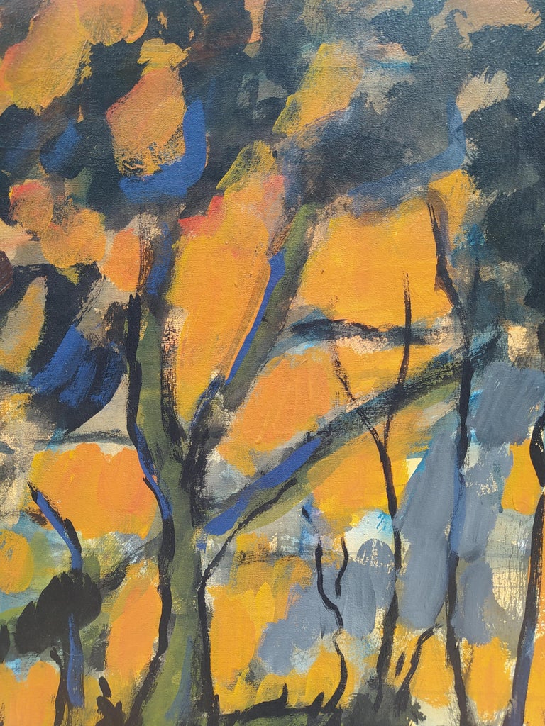 E.C. Bell - "Ochre" - Horizontal expressionist nude with landscape in ...