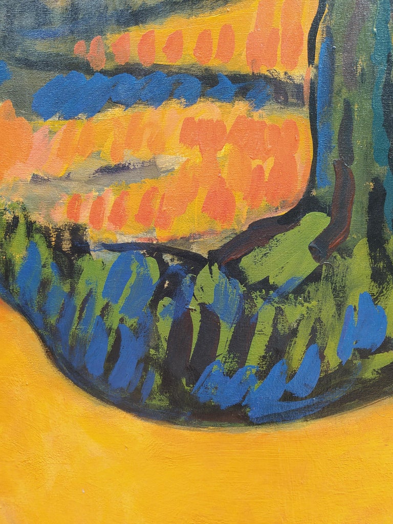 E.C. Bell - "Ochre" - Horizontal expressionist nude with landscape in ...