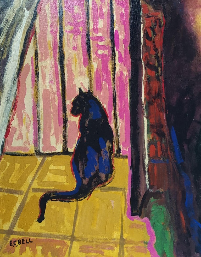 E.C. Bell - "Parade"- Colorful vertical indoor painting. Expressionist ...