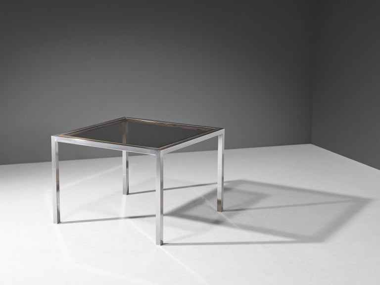 Eccentric Dining Table in Brass and Smoked Glass For Sale at 1stDibs