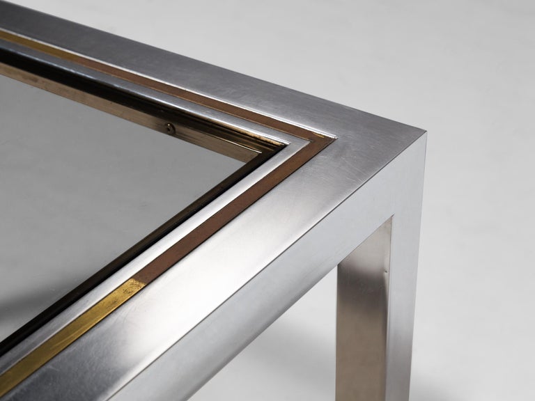 Eccentric Dining Table in Brass and Smoked Glass For Sale at 1stDibs