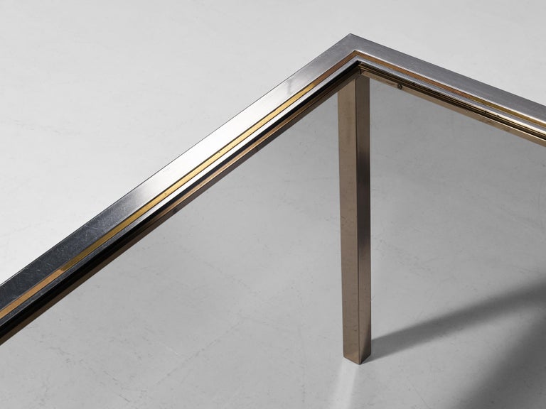Eccentric Dining Table in Brass and Smoked Glass For Sale at 1stDibs