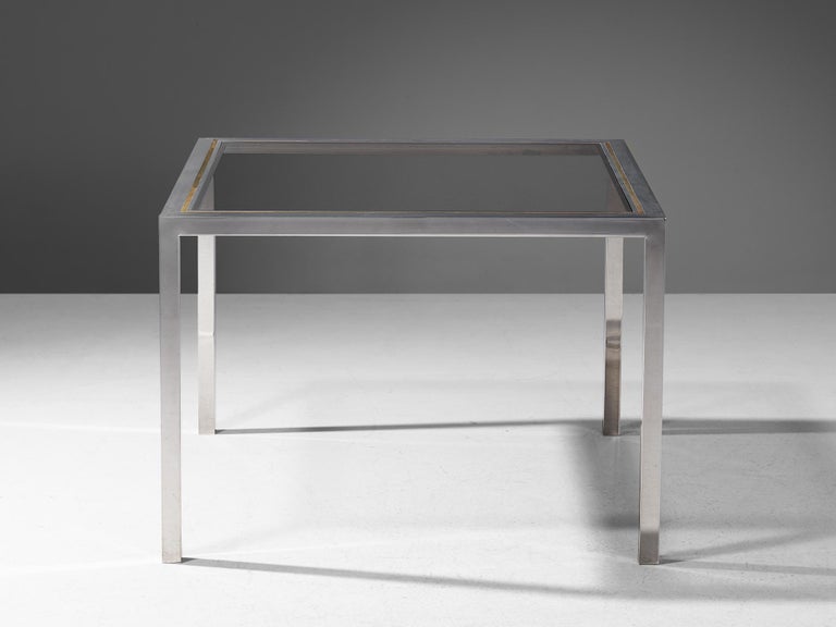 Eccentric Dining Table in Brass and Smoked Glass For Sale at 1stDibs