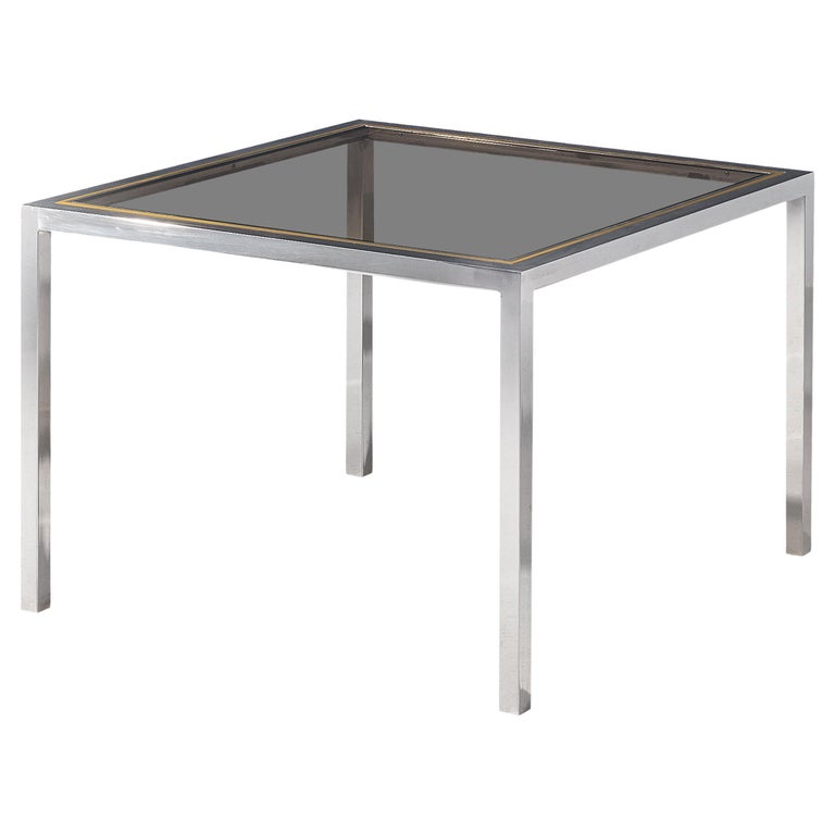Eccentric Dining Table in Brass and Smoked Glass For Sale at 1stDibs