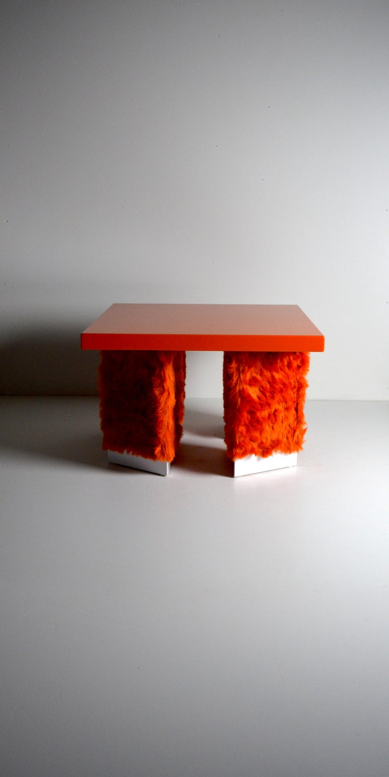 Eccentrico, contemporary coffee table orange fur-lacquered wood by ...