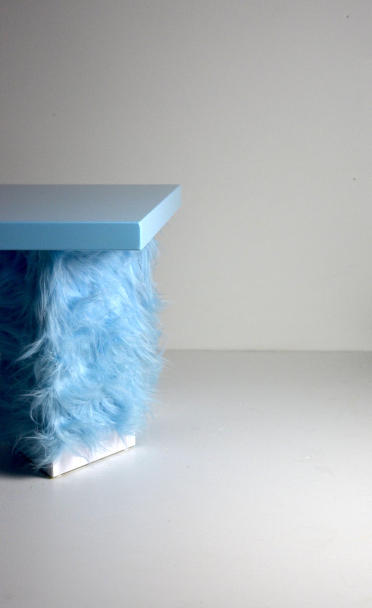 Eccentrico Studio Greca contemporary light blue fur lacquered wood ...