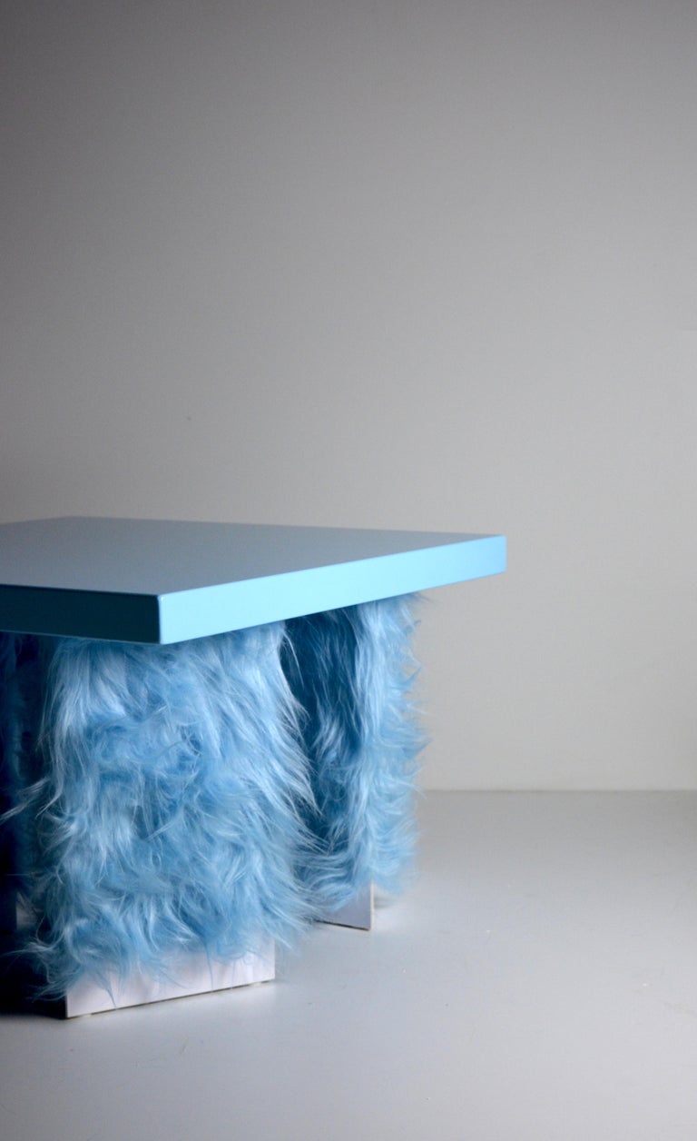 Eccentrico Studio Greca contemporary light blue fur lacquered wood ...