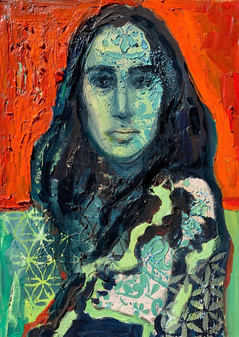 Ece Gauer - Eastern Promise, 2022, oil on paper, red and green ...