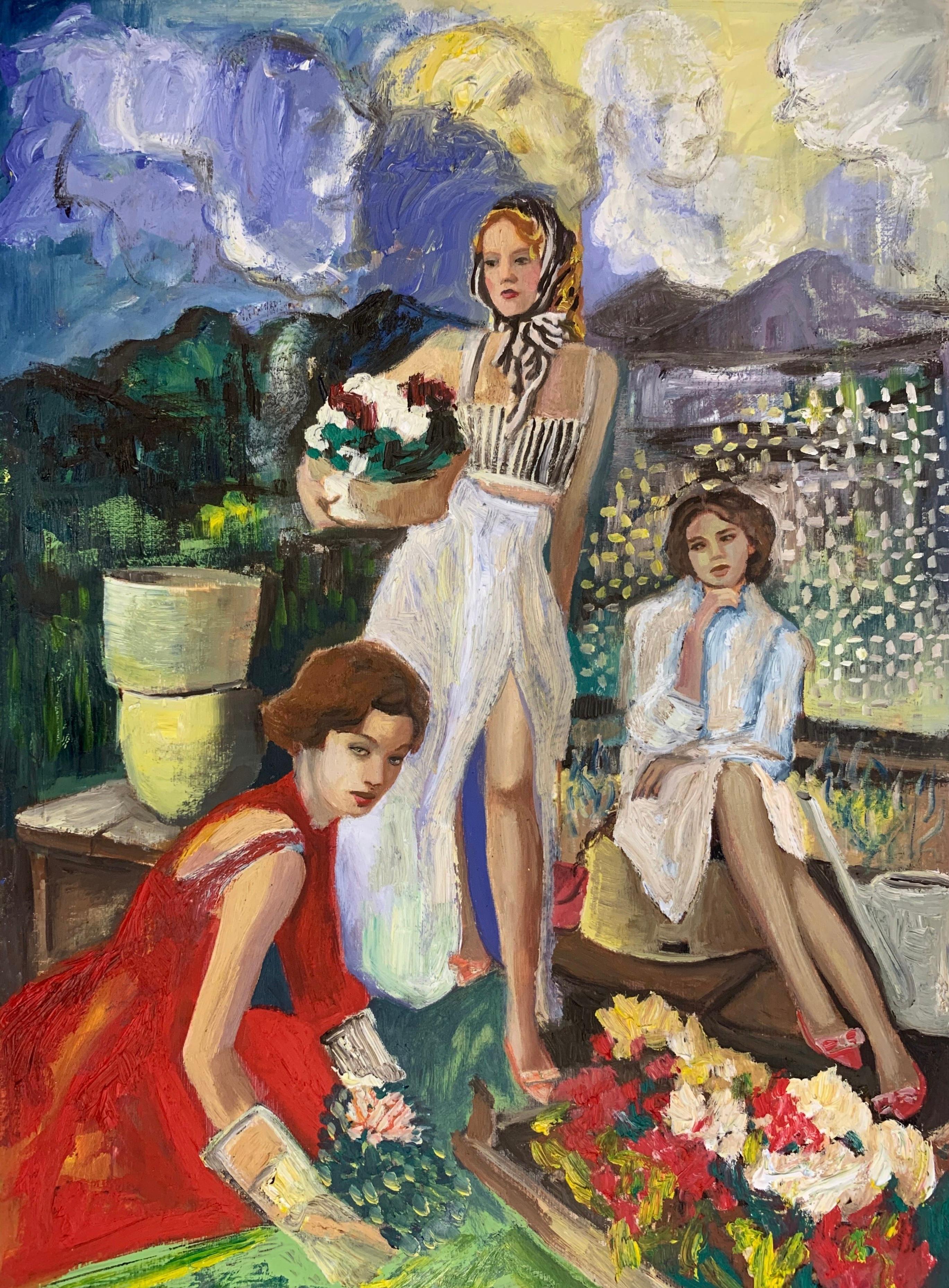 Ece Gauer - Eastern Promise, 2022, oil on paper, red and green ...