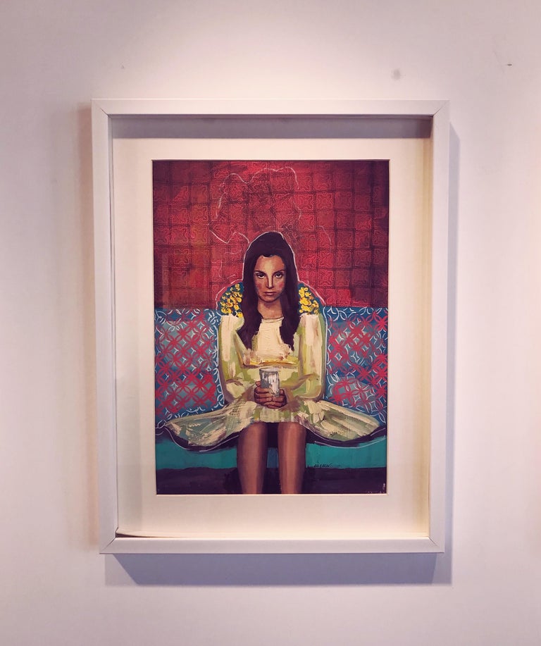 Ece Gauer - Stay Still, 2022, mixed media art, oil on paper, figurative painting For Sale at 1stDibs