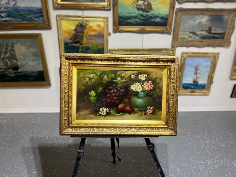 E.Chester - E. Chester Antique oil painting on wood, Still life, Fruits ...
