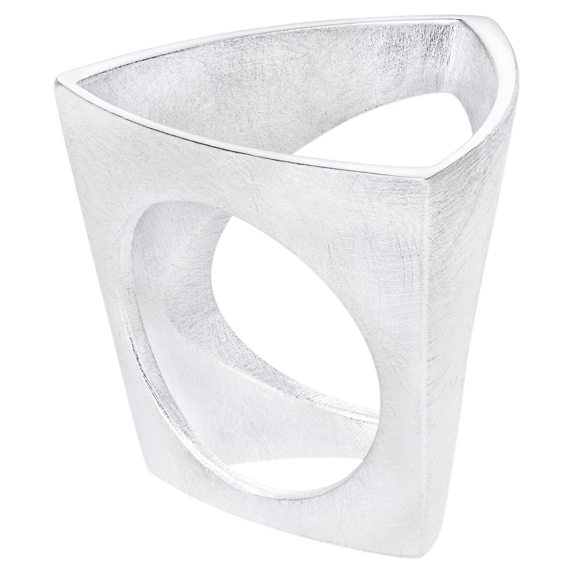 Echo of Silence Triangular Ring in Textured Sterling Silver by Sheng ...