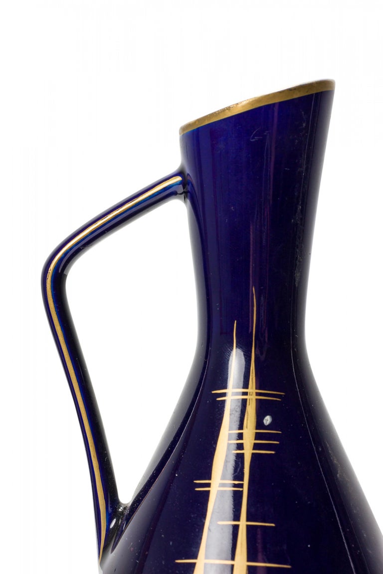 Echt Kobalt German Mid-Century Blue Glass Pitcher For Sale at 1stDibs