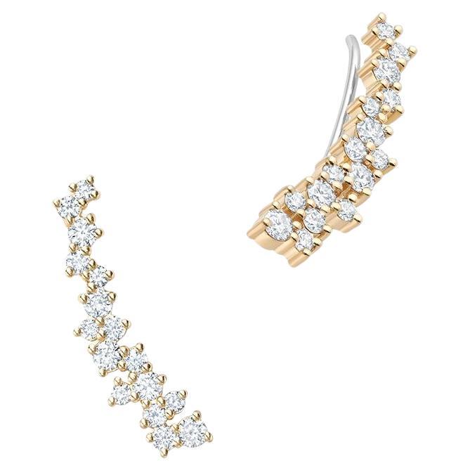 Ecksand 18k Yellow Gold Emerald Sapphire Ear Crawler Earrings For Sale ...
