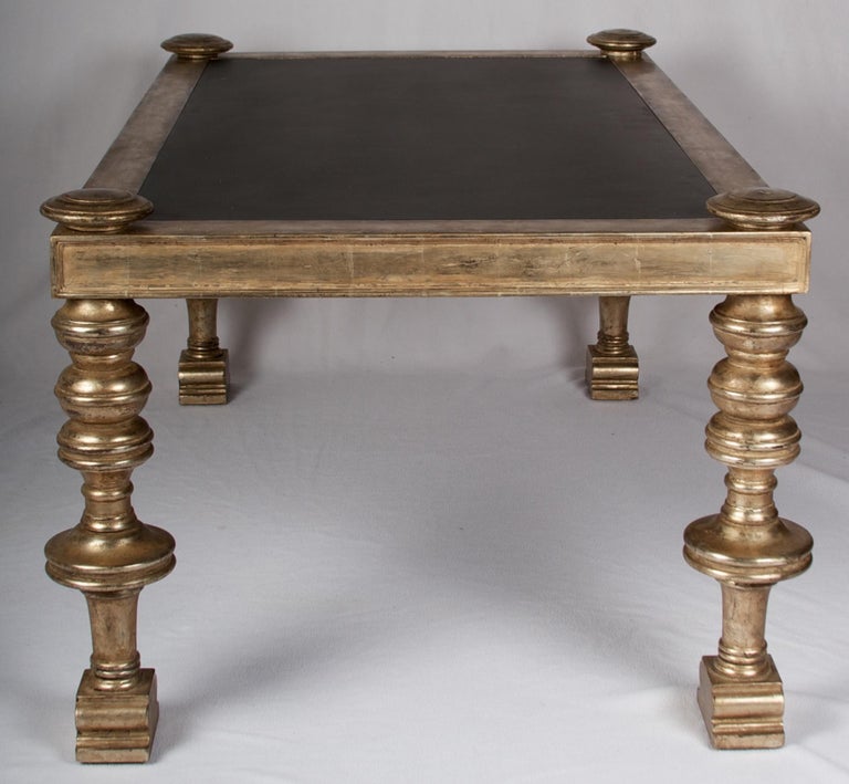 Eclectic Coffee Table with Inset Slate Top, White Gold Frame, fabr. by ...