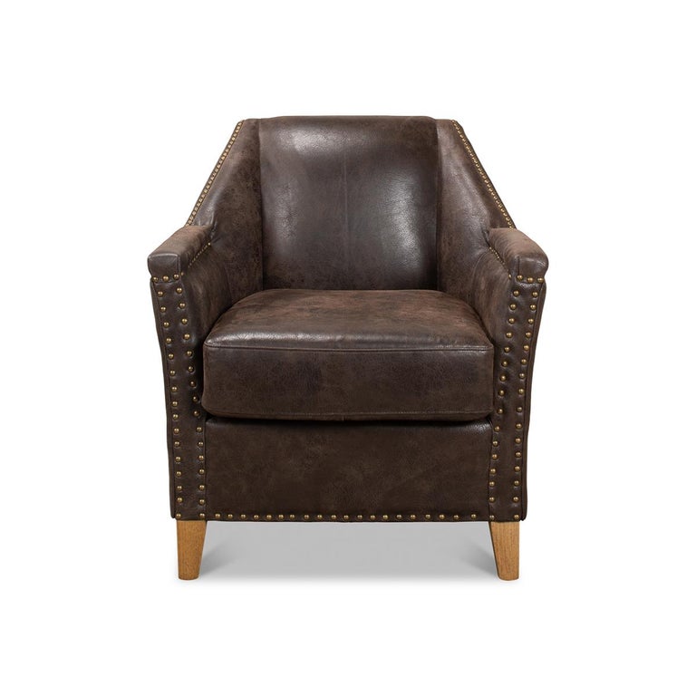 Eclectic Modern Leather Armchair For Sale at 1stDibs