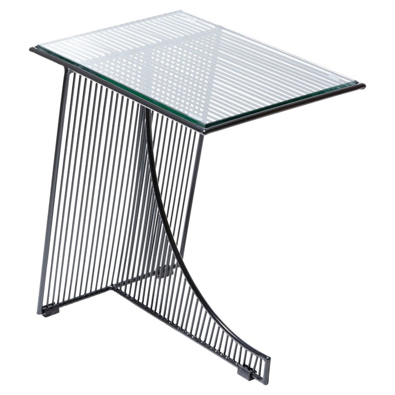 Eclipse Metal Contemporary Side Table w/ Glass Top in Black by Bend ...