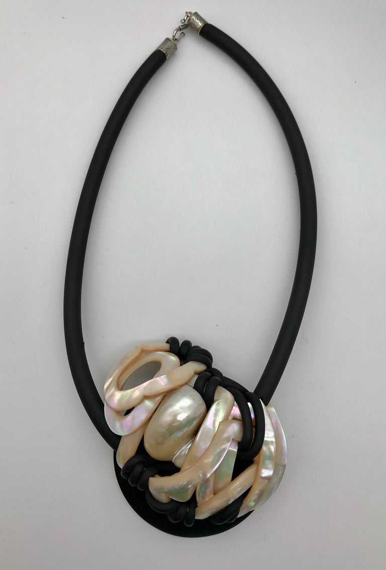 Pink nacre Mother of pearl Up-cycled Eco Sustainable Pendant by S ...