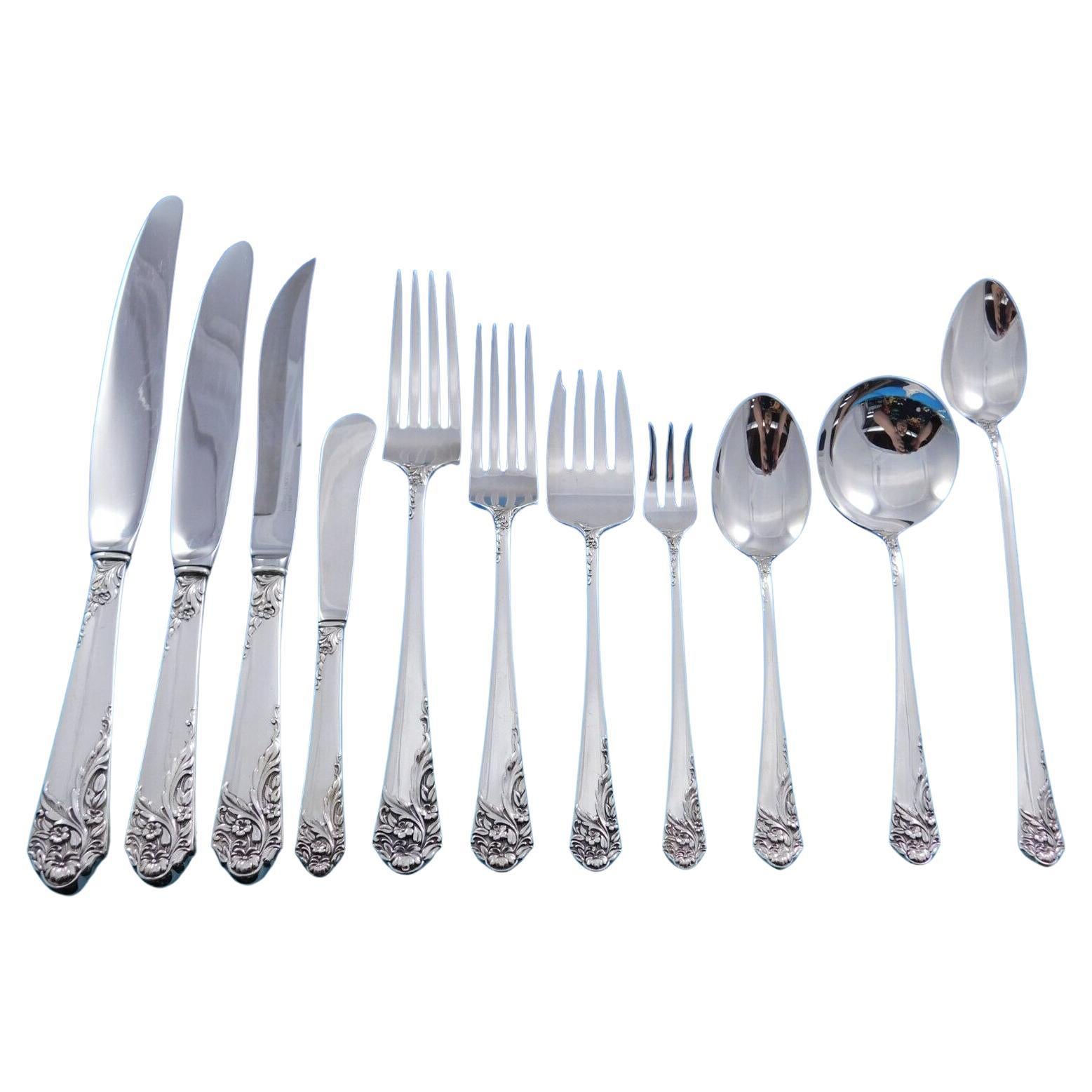 Athene Crescendo by Amston Sterling Silver Flatware Set 12 Service 118 Pc Dinner For Sale at 1stDibs