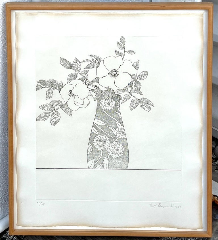 Ed Baynard - Zen Minimalist Flowers Etching American Modernist Ed ...