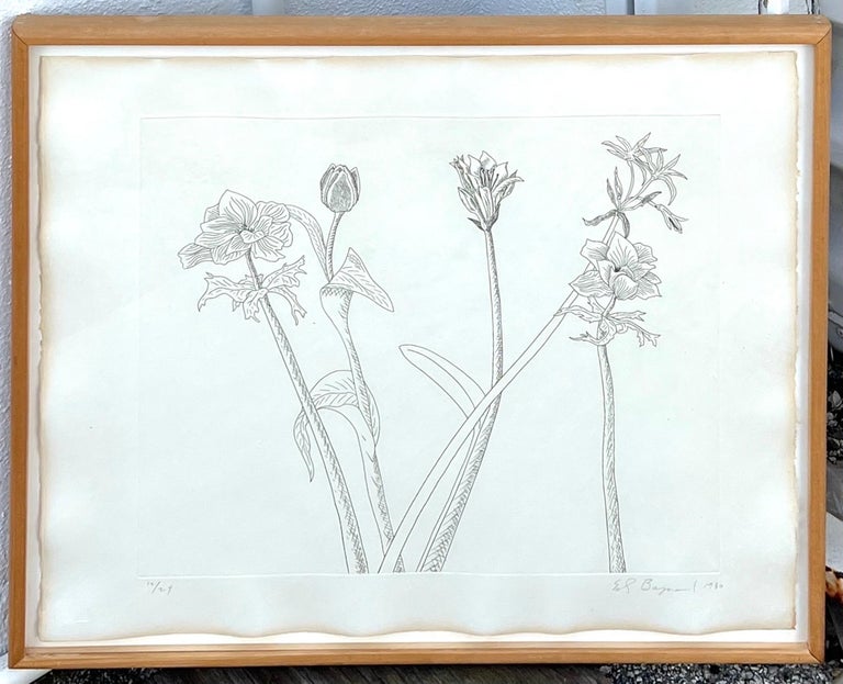 Ed Baynard - Zen Minimalist Flowers Etching American Modernist Ed ...