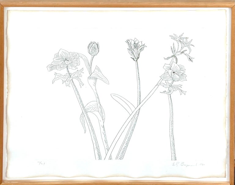 Ed Baynard - Zen Minimalist Flowers Etching American Modernist Ed ...