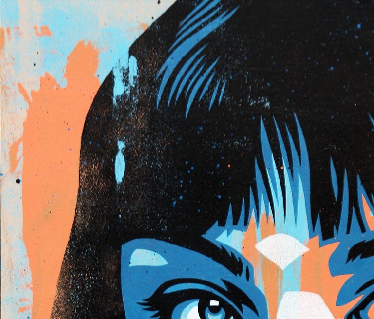 Ed Booth - “Drifting In and Out” Peach and Blue Vectorized Female ...