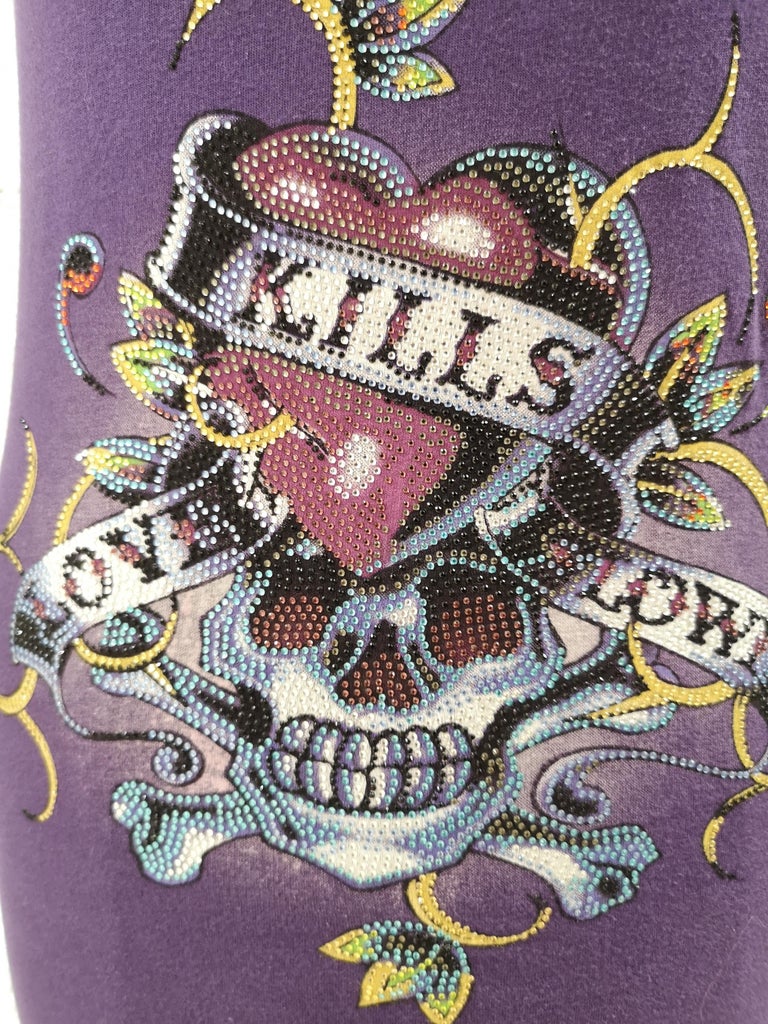 Ed Hardy purple cotton t-shirt For Sale at 1stDibs