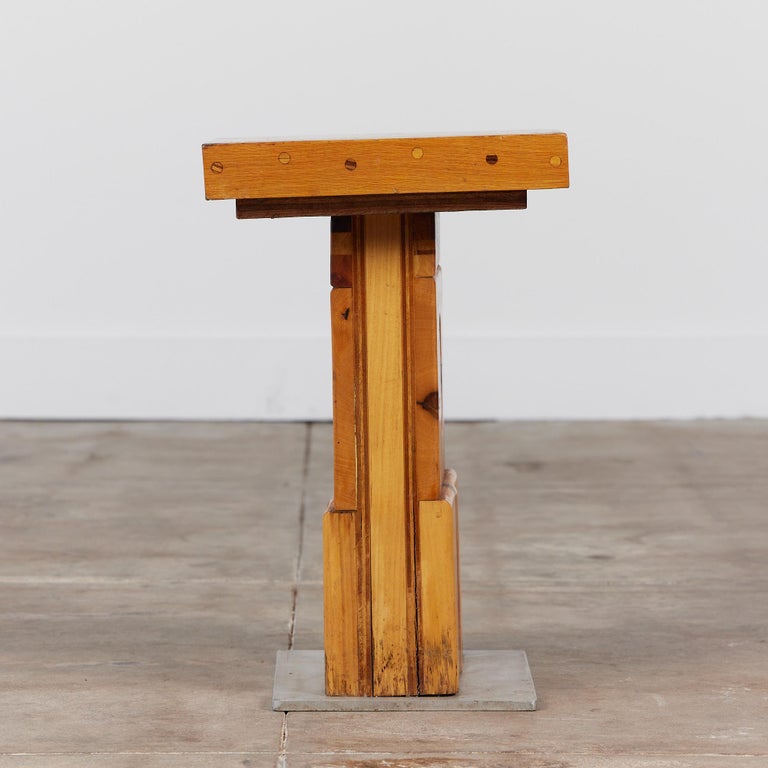 Ed Hart Mixed Woods Pedestal Side Table For Sale at 1stDibs
