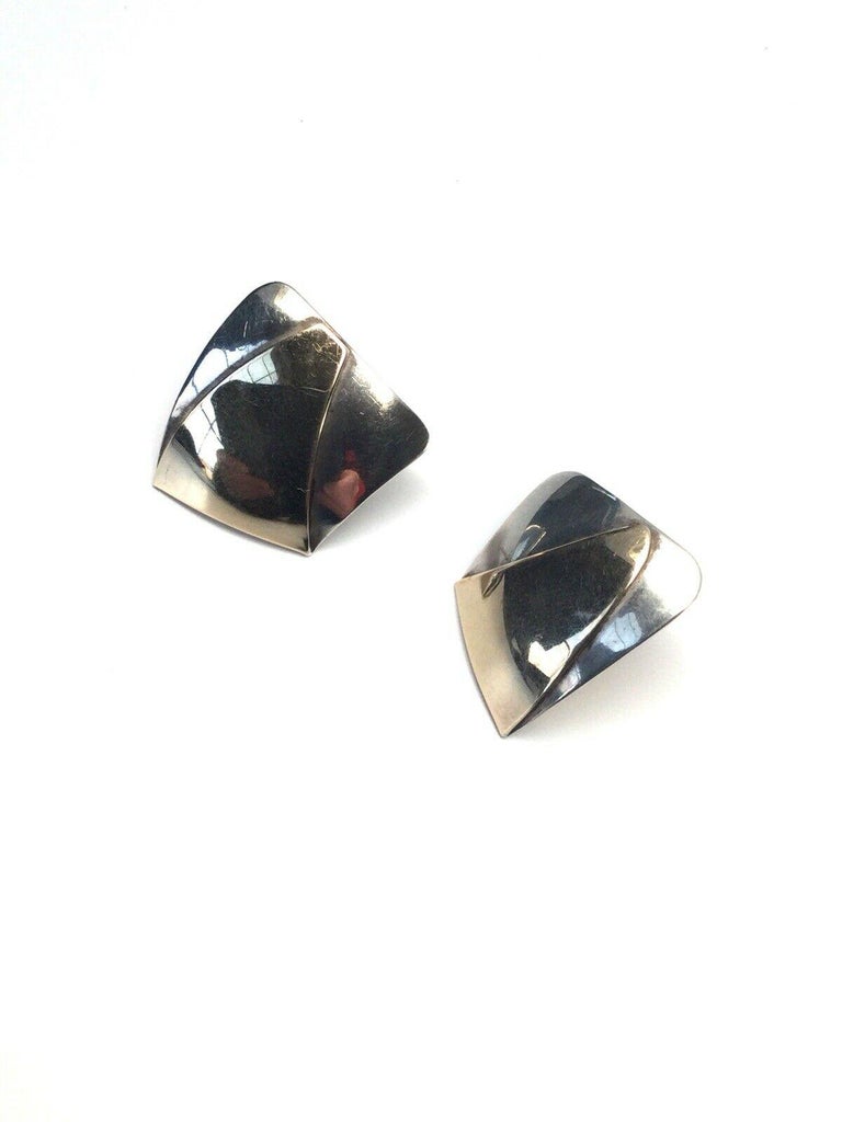 Ed Levin Modernist 14 Karat Sterling Silver Modernist Earrings For Sale ...