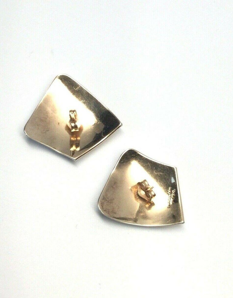 Ed Levin Modernist 14 Karat Sterling Silver Modernist Earrings For Sale ...