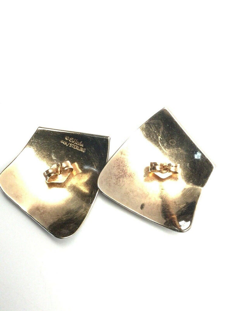 Ed Levin Modernist 14 Karat Sterling Silver Modernist Earrings For Sale ...