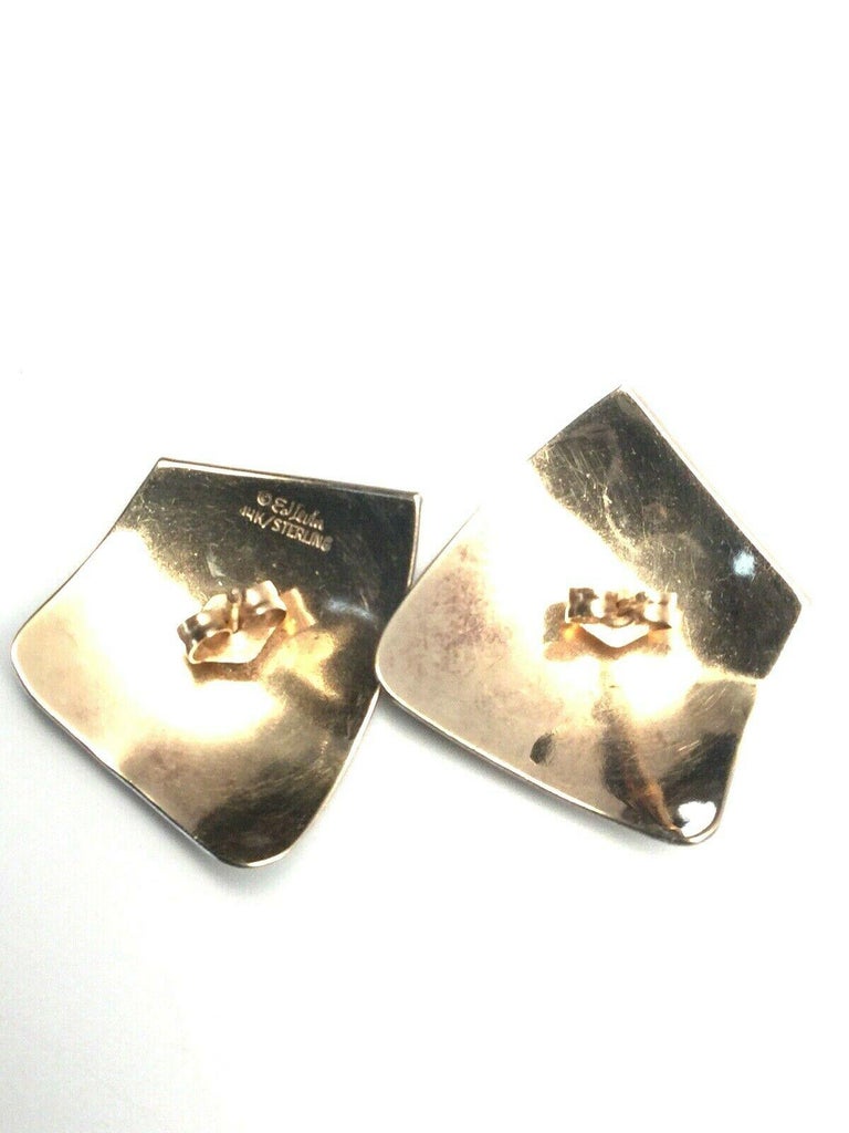Ed Levin Modernist 14 Karat Sterling Silver Modernist Earrings For Sale ...