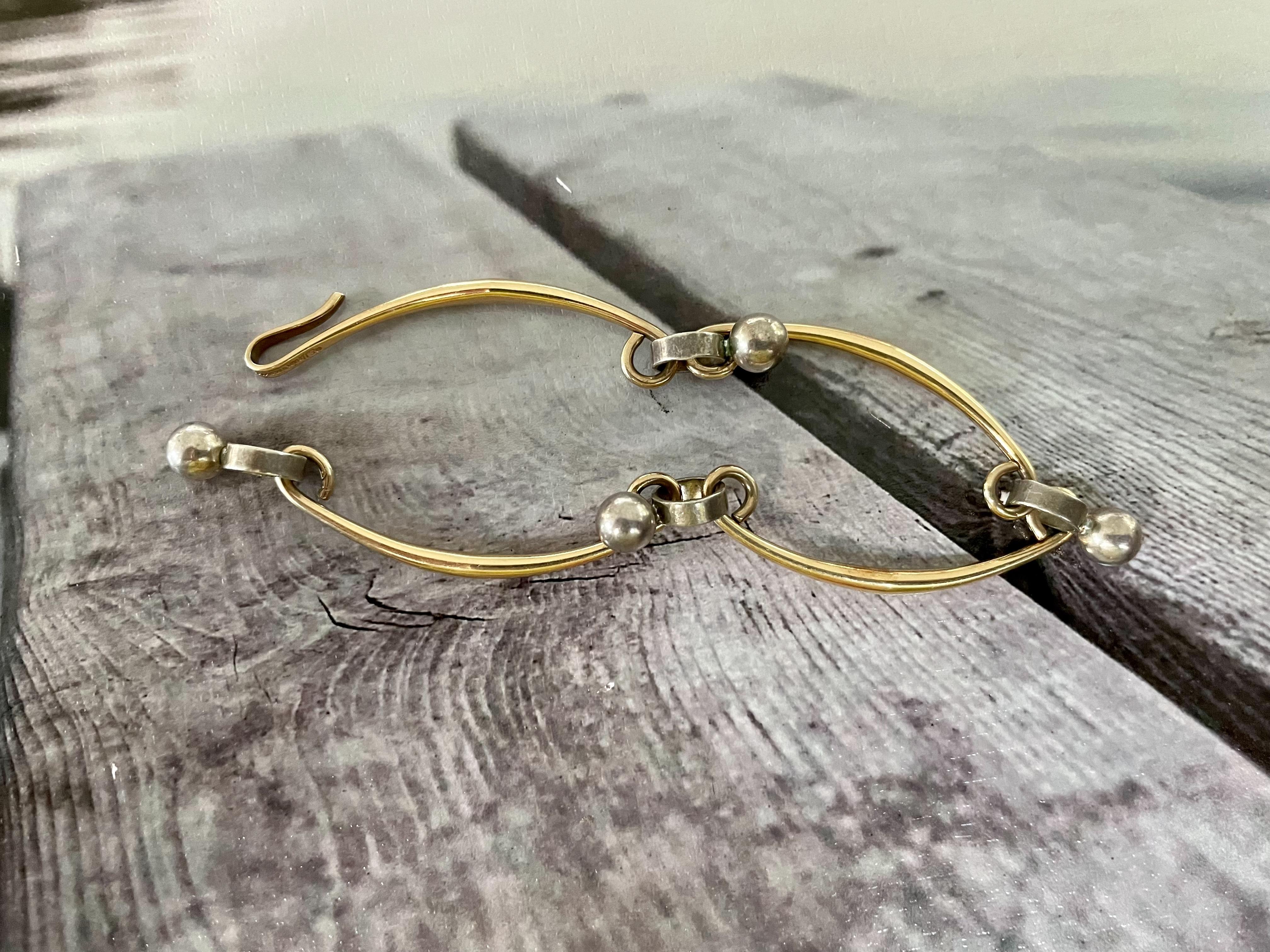 Ed Levin Signed Modern 14 Karat Yellow Gold and Sterling Silver ...