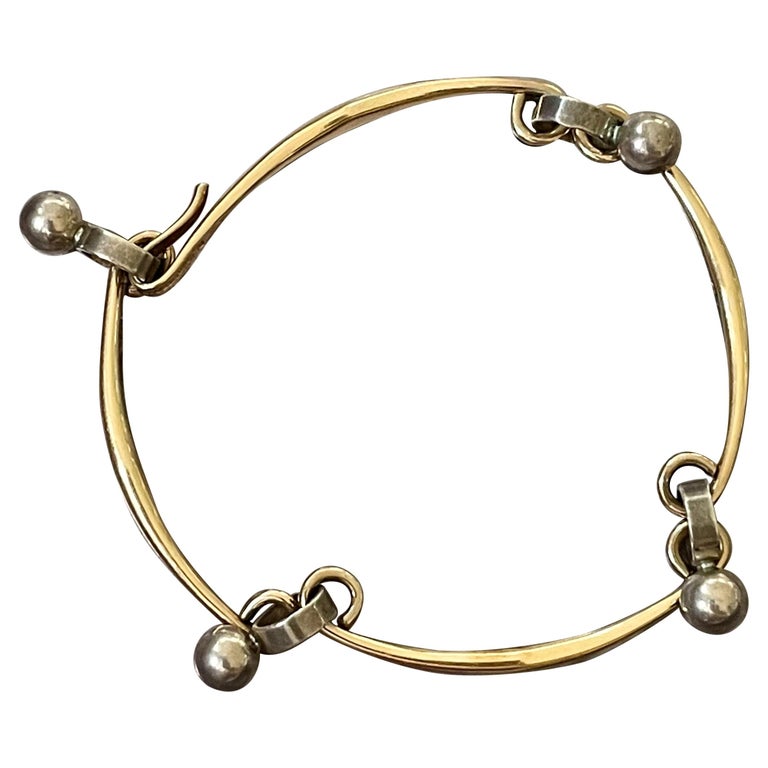 Ed Levin Signed Modern 14 Karat Yellow Gold and Sterling Silver ...